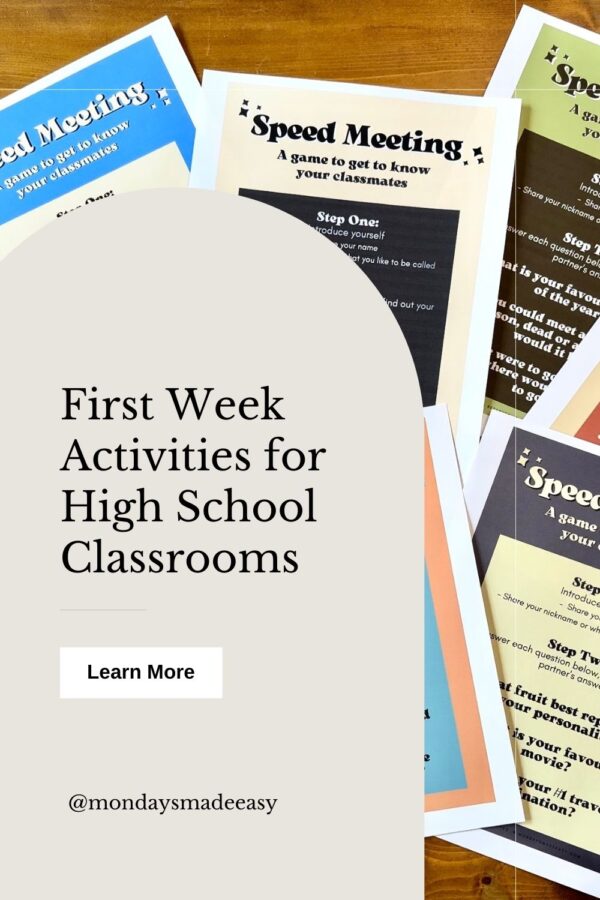 First Week of School Activities for High School
