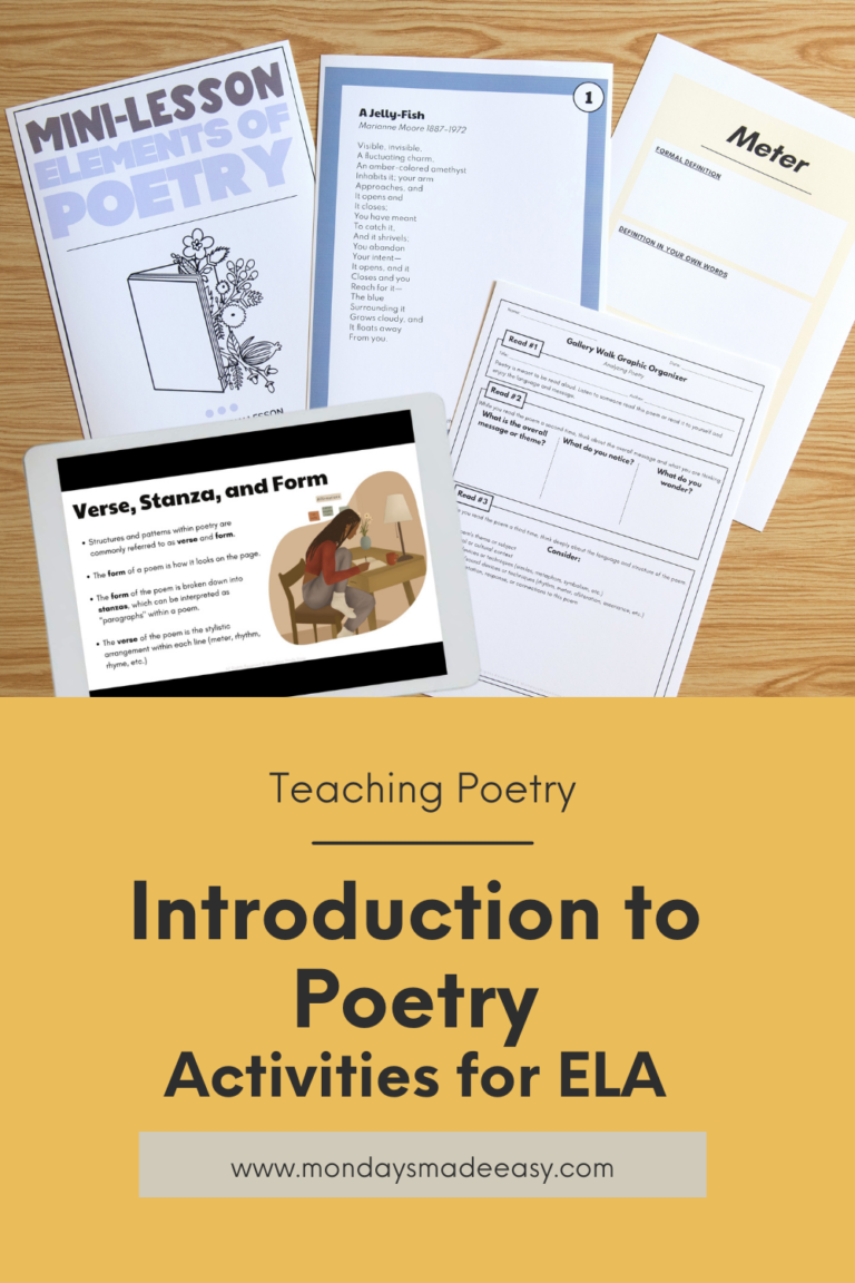 Elements of Poetry: Teaching the Structure of a Poem · Mondays Made Easy