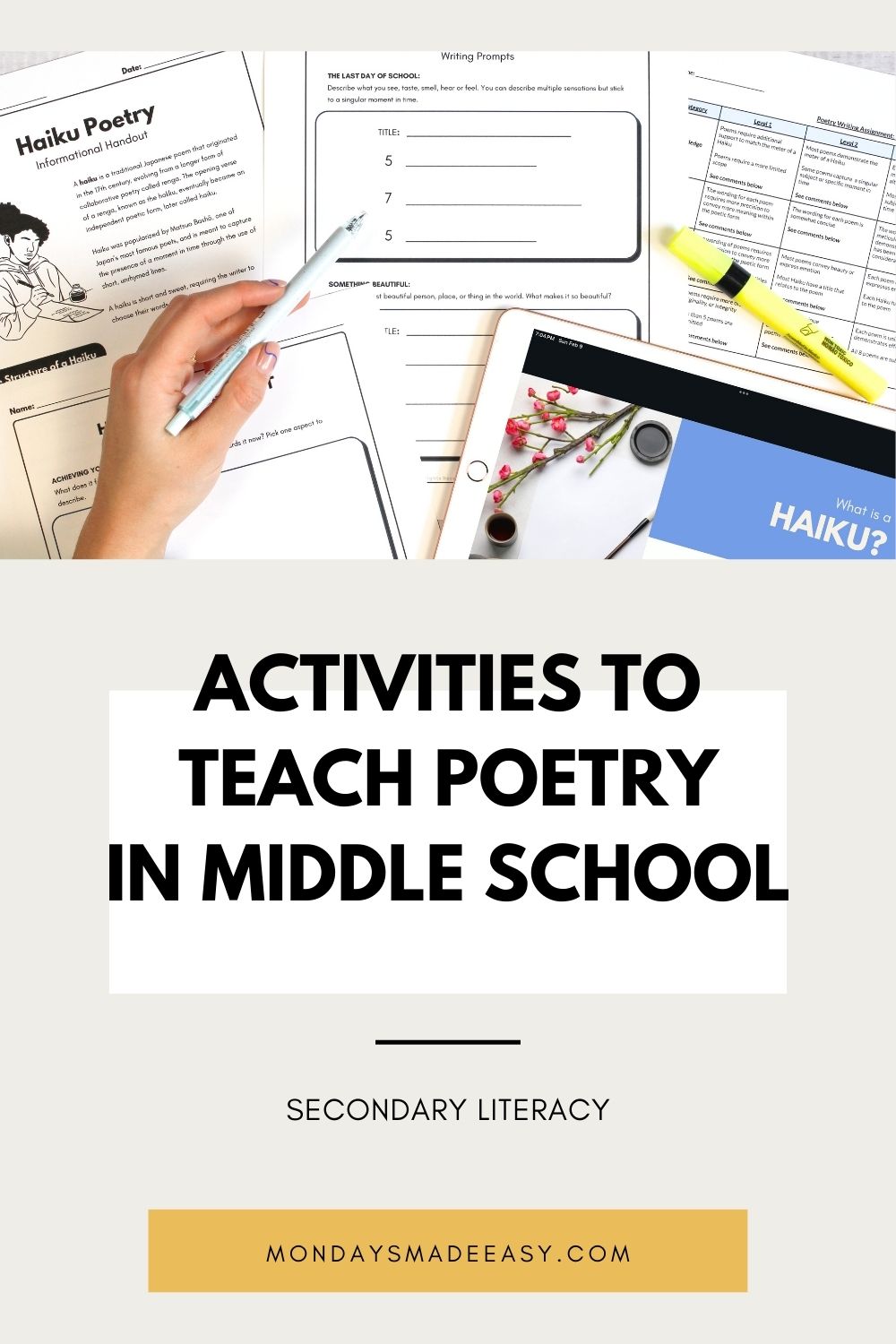 Teaching Middle School Poetry - Fun Lessons and Activities