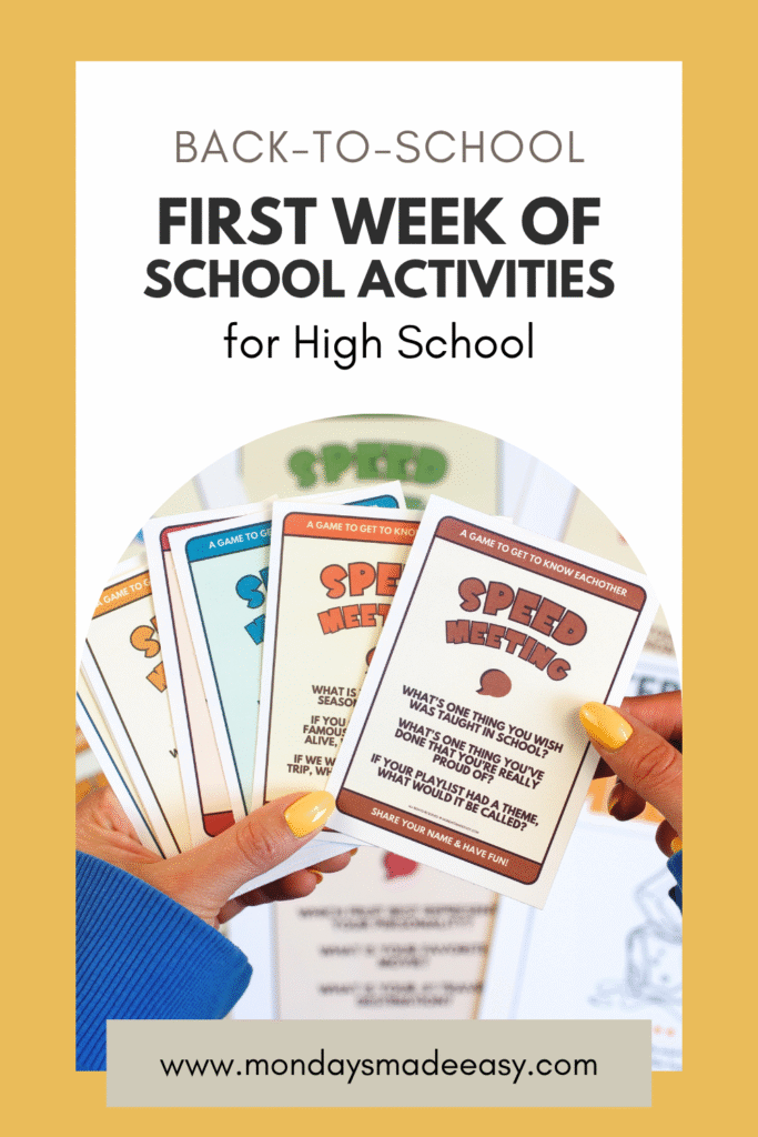 First Week of School Activities for High School