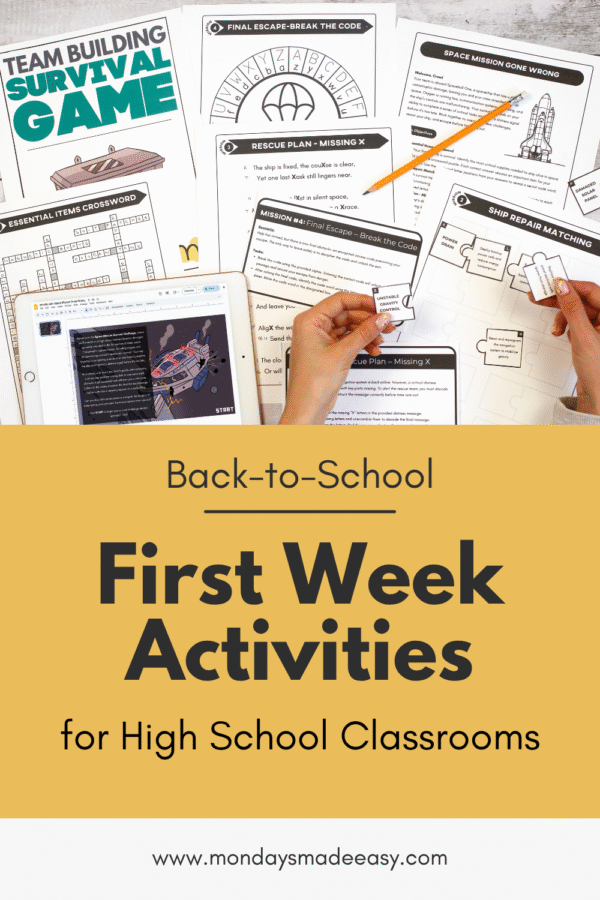 First Week of School Activities for High School