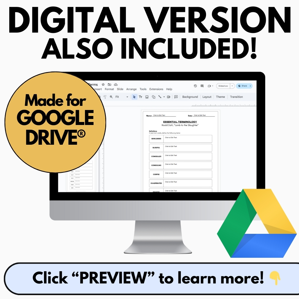 Lamb to the Slaughter Vocabulary Questions - Roald Dahl