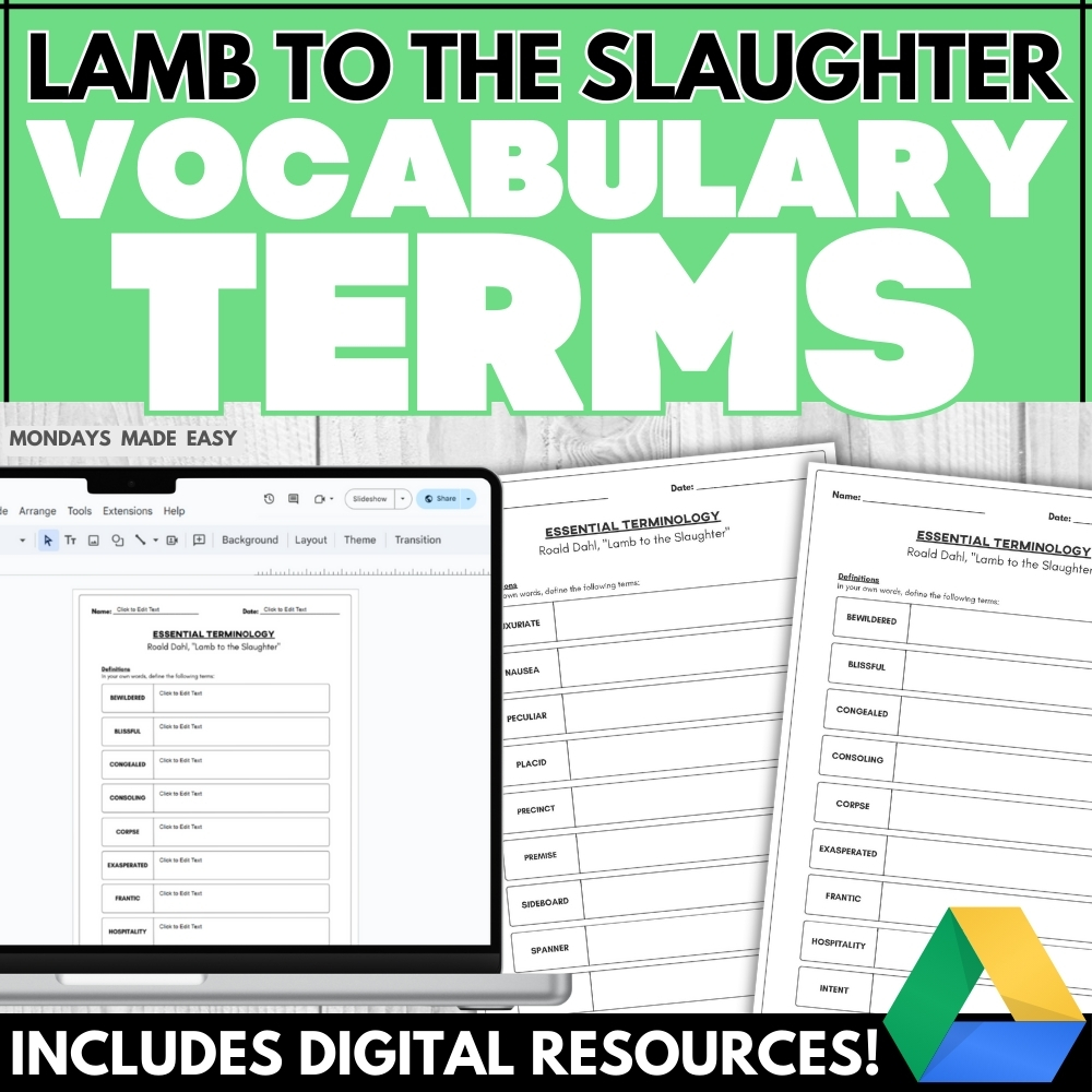Lamb to the Slaughter Vocabulary Questions - Roald Dahl