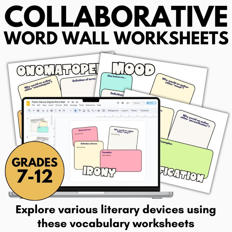 Figurative Language Posters and Worksheets for Word Wall