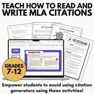 MLA Citations Unit: Worksheets, Lessons & Activities Bundle