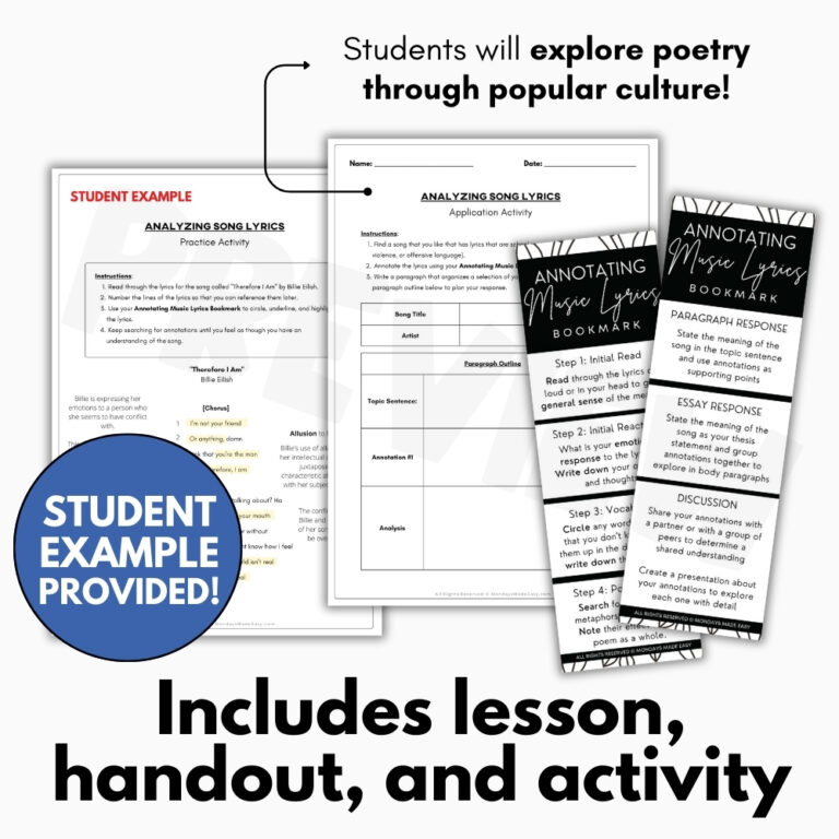 Song Analysis Lesson with Lyrics Annotation and Organizer