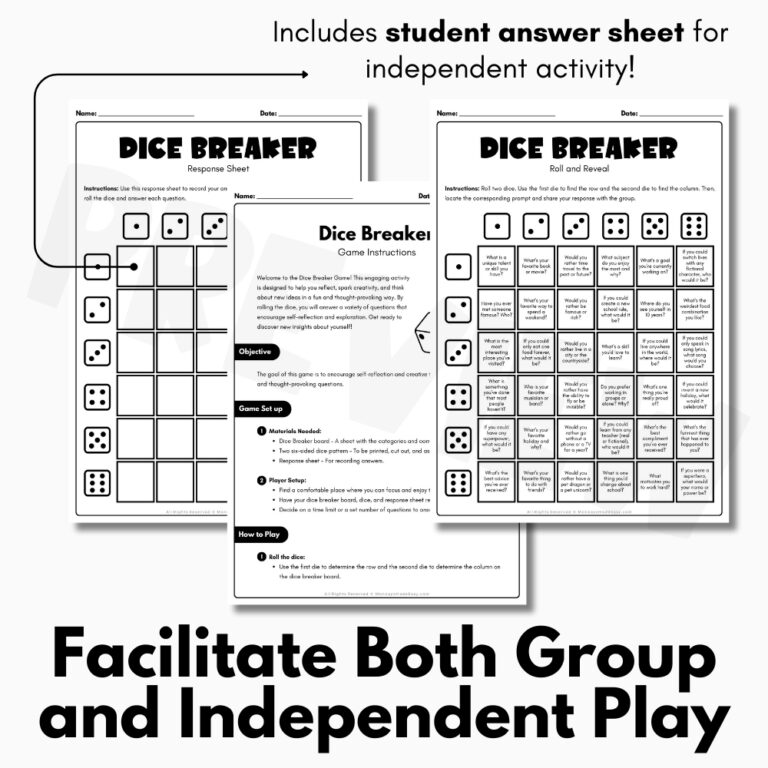 Dice Icebreaker Game for Middle & High School Back to School