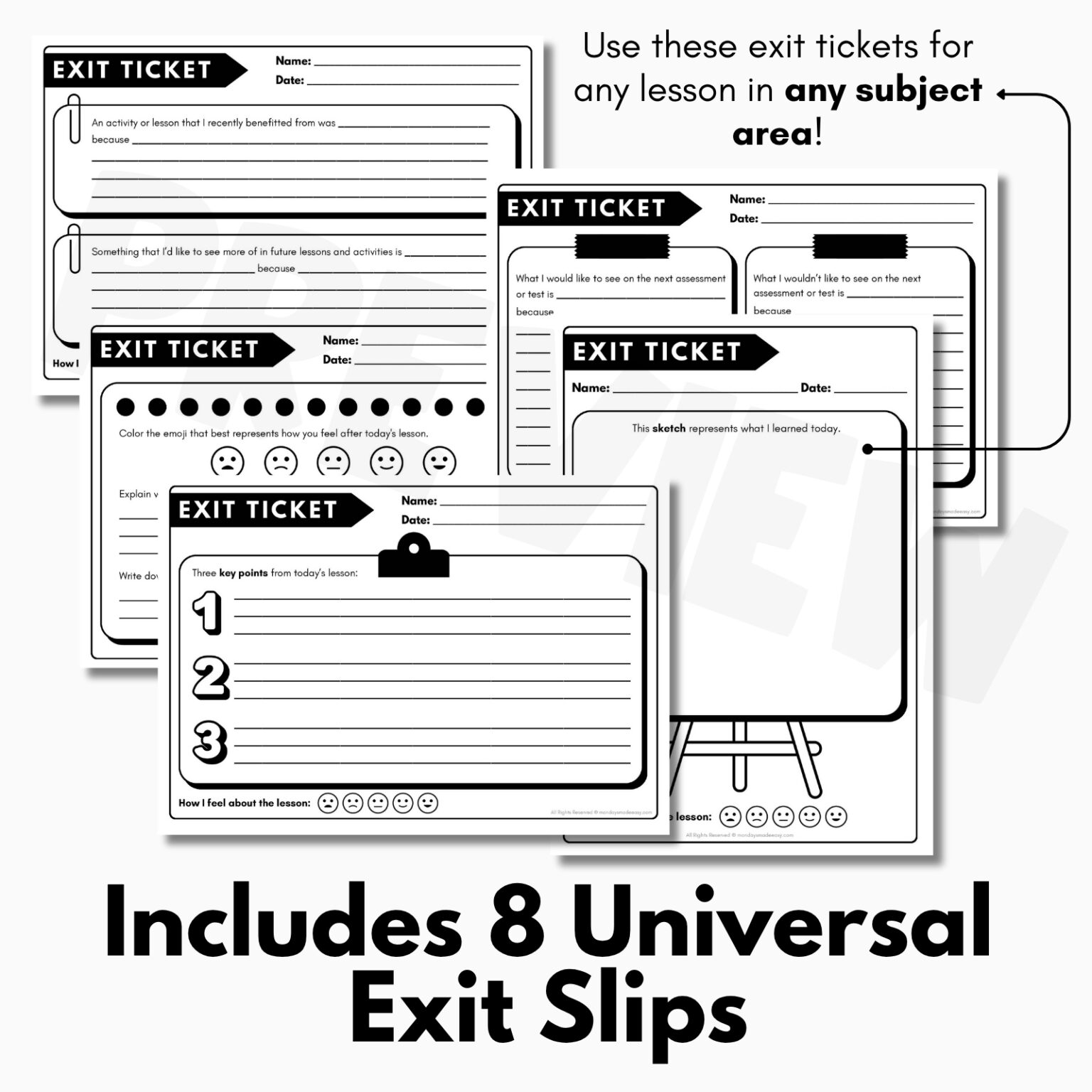 Editable Exit Ticket Templates for Any Subject or Grade