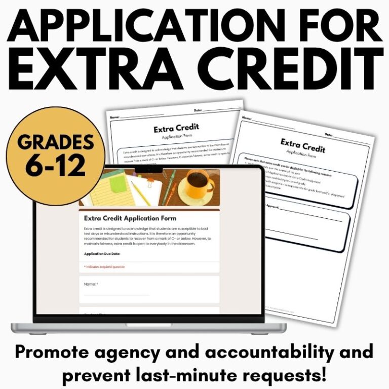 Editable Extra Credit Assignments Form for All Subjects